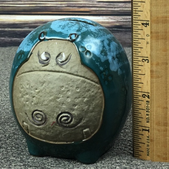 Handmade | Accents | Rare Handmade Stoneware Pottery Piggy Bank Hippo ...